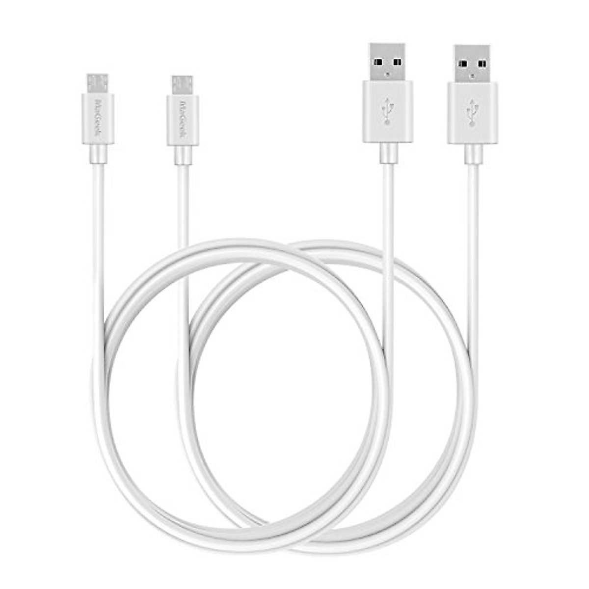 MaGeek Micro USB Cable 6ft, [2-Pack, 6 feet] Extra Long USB 2.0 to Micro B Fast Charge Cord and High Speed Data Sync Cable for Samsung S7 S6, HTC, Sony, Motorola, LG, Google, Nokia and More (White)
