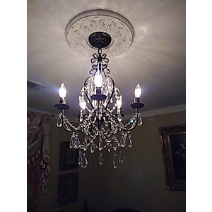 riomasee Mini Crystal Chandelier 5 Lights Bronze Chandelier with K9 Crystal Raindrop Iron Ceiling Light Fixtures for Bedroom,Dining,Living Room