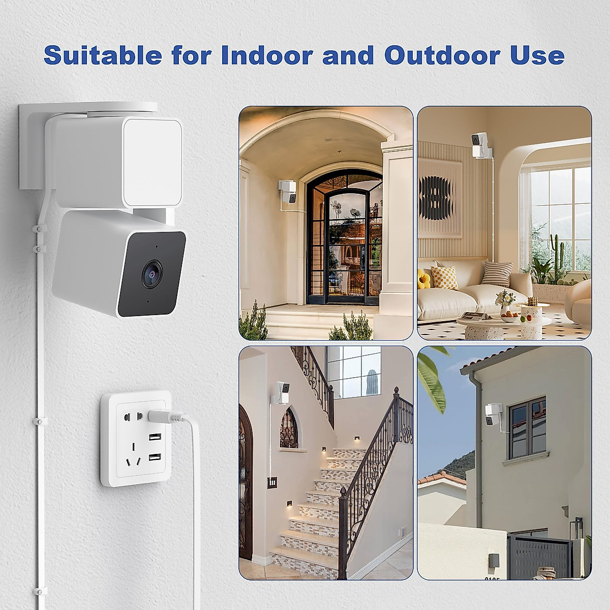 Itramax WYZE Cam Pan V3 Power Cable 20FT 2Pack,Micro USB Extension Cord 90 Degree Charger Adapter L-Shaped Long Flat Charging for WYZE Pan V3 Outdoor Camera No Support Data Transfer,White 15 25 30 FT