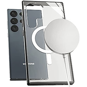 Encased 2-in-1 Magnetic Wireless Charger with Case for Samsung Galaxy S23 Ultra - MagSafe Compatible Charger is Included (2023 Ultra-6.8") Clear