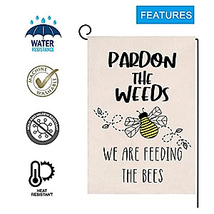 Save The Bees Garden Flag Pardon The Weeds We Are Feeding The Bees Yard Garden Decor (Feeding The Bees)