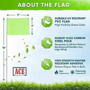 Lime Marking Flags 100 Pack - 4x5-Inch Marker Flags - 15-Inch Wire - Small Yard Flags Marking Flags for Lawn, Irrigation Flags, Lawn Flags Markers, Landscape Flags, Survey Flags, Sprinkler Flags