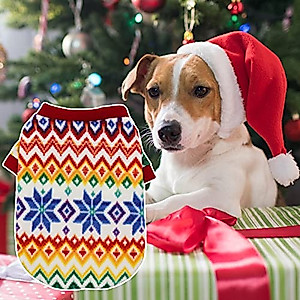 leasote Christmas Dog Sweater - Cute Santa Claus Elk Snowflake Pattern Warm Pullover Holiday Dress Up Streetwear Pet Shirt Puppy Soft Printed Sweater for Christmas Party Red XS