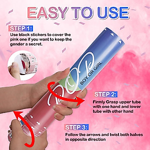 Gender Reveal Pink Confetti Powder Cannon,YESHOW Confetti Poppers Biodegrable Smoke Bombs Baby Girl for Gender Reveal Party Supplies Decorations(4 Pack)