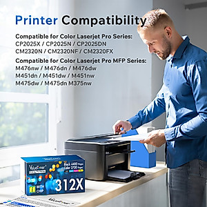 Valuetoner Remanufactured Toner Cartridge Replacement for HP 312X 312A 305A 305X for Laserjet Pro 400 Color M451dn M451dw M451nw M475dw MFP M476nw M476dn M476dw Printer (Black,Cyan,Magenta,Yellow)