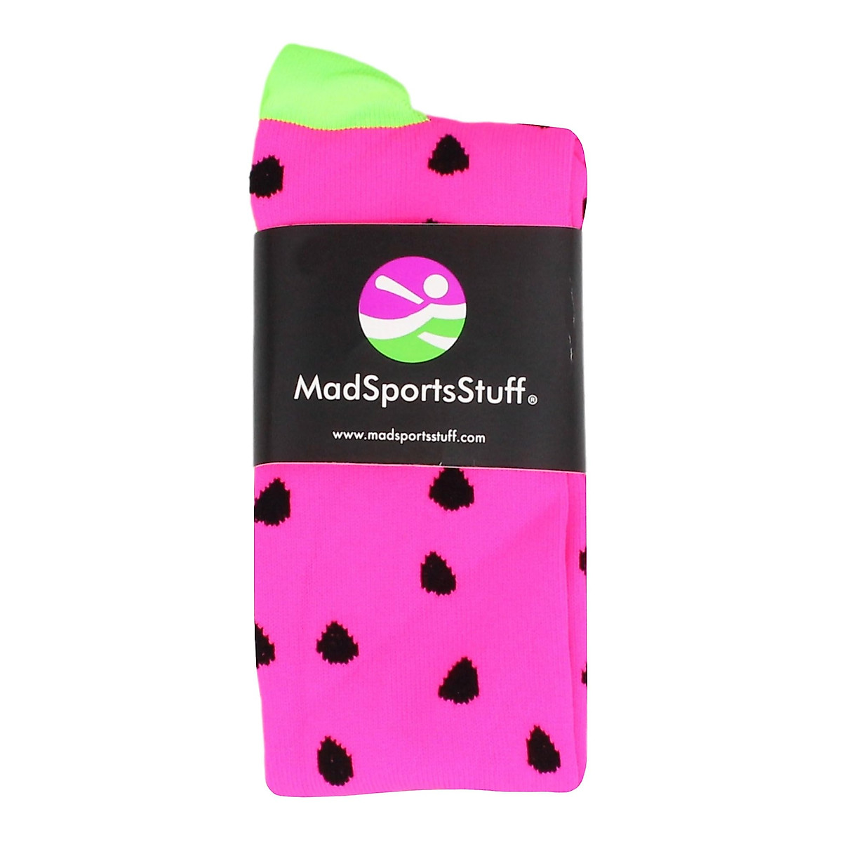 MadSportsStuff Neon Watermelon Over The Calf Socks (Neon Pink/Neon Green, Small)
