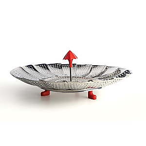 RSVP International Endurance Kitchen Collection Expandable Vegetable Steamer, 12-inch, Silicone Feet, Stainless Steel