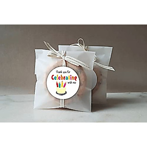 Birthday Cake Favor Stickers - Baby Shower Stickers - Birthday cake Party favor stickers- Thank you for Celebrating with me - Set of 40 stickers