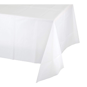 Creative Converting Table Cover Plain White Plastic Tablecloth, 54" x 108"