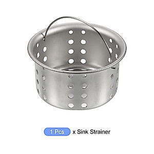 METALLIXITY Kitchen Sink Strainer, Stainless Steel Drain Hole Filter Mesh Basket Sink Strainer Bathtub Hair Catcher Stopper for Kitchen Sink, Silver Tone