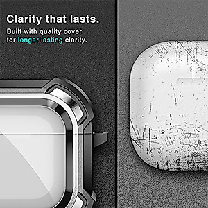 Dexnor Compatible with Airpods Pro (2019) Case Clear Hard PC & Hard Shell Protective Cover [LED Visible] [Supports Wireless Charging] 360 Full Body Skin with Keychain for Men Boys - Black