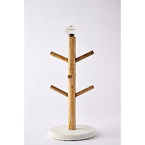 Mud Pie Glass Knob Mug Holder, Wood, 12 1/2" x 6" Dia, Brown