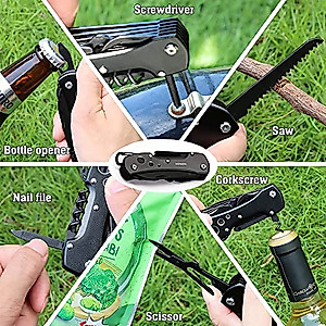HONZIN Swiss Style Multi Function Pocket Knife - for Every Day use Including Outdoor Survival Fishing, Gifts for Dad Men