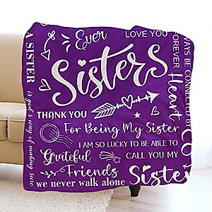 Hexagram Sister Gifts from Sisters, Gifts for Mothers Day, Blanket, Sister Gifts, Sister Birthday Gifts from Sister, Gifts for Sister, Throw Blanket, 60 x 50 Inches, Purple