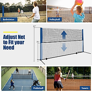 Goplus Portable Badminton Net Set, 10FT/ 14FT Volleyball Pickleball Net with 2.7FT-5FT Adjustable Height, 2 Shuttlecocks, Carrying Bag for Backyards, Beach, Driveway, Family Outdoor Game (14 FT)