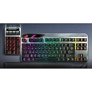 ASUS ROG Claymore II Wireless Modular Gaming Mechanical Keyboard (ROG RX Blue Switches, detachable numpad & wrist rest for TKL 80%/100%, Aura Sync, media controls, fast charge, USB 2.0 Passthrough)