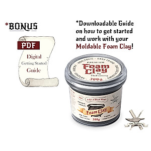 The Foamory Moldable Cosplay Foam Clay (300g Black) High Density Air Dry Clay, EVA Foam Sands Paints Easily, Non-Toxic Safe for Kids, Adults & Crafts