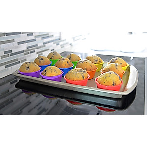 The Sweet Baker | Professional Jumbo Silicone Baking Cups | Premium 12 Piece Set | Reusable Cupcake Muffin Pans | BPA Free