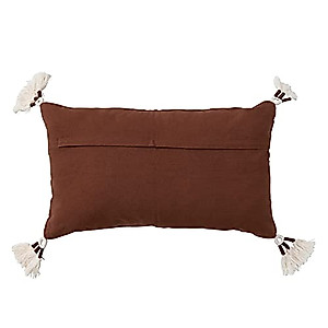 Creative Co-Op Cotton Velvet Tassels, Brown Lumbar Pillow