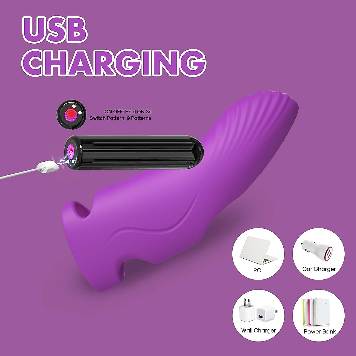 Finger Dildo Couples Sex Toys, Couples Bullet Vibrator, Sexual Pleasure Tools for Women, Waterproof G spot Clitoris Nipple Mini Vibrator, Rechargeable Silicone Finger Stimulator with 9 Vibration Modes