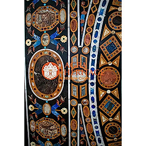 Rectangular Pietra Dura Marble Big 106"x47" Dining Table Top Mosaic Inlay Restaurant Decor
