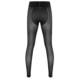 YONGHS Mens Compression Long Pants Leggings Bulge Pouch Tights Trousers Seamless Bottoms Underpants Black One Size