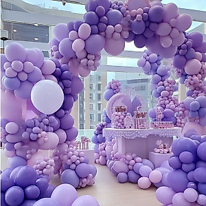 412pcs Pastel Purple Balloon Garland Arch Kit 18 12 10 5 Inch Different Sizes Light Purple Latex Balloons for Baby Shower Birthday Wedding Lavender Party Decoration