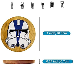 Star war Coasters for Drinks, 6 PCS Funny Coasters Set with Coaster Holder, Bamboo Coasters, Wood Coasters for Coffee Table, Cute Coasters for Home Decor, Star war Merchandise, Star war Gifts (Type A)