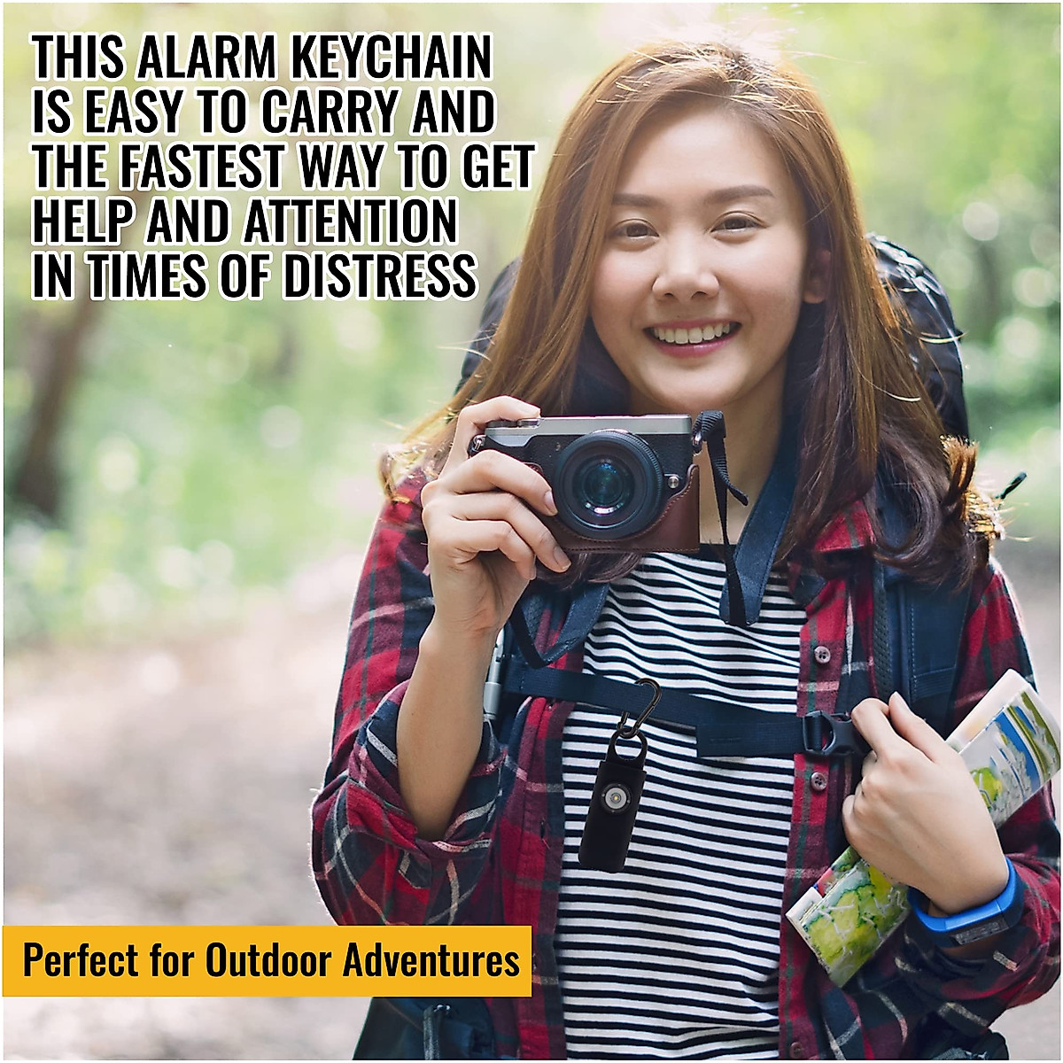 Personal Alarm Keychain for Women, Men, and Elders, Defense Siren, Personal Alarm Keychain Safety Alarm with LED Lights | Loud Scream Safe Alarm, Black, One Size