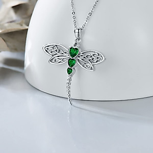 RMREWY Dragonfly Necklace 925 Sterling Silver Celtic Dragonfly Pendant Dragonfly Jewelry Birthday Gift for Women Dragonfly Lovers