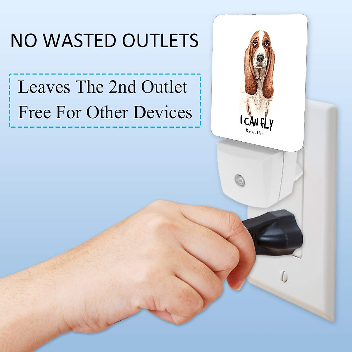 EVANLinsim Basset Hound Dog Night Light Plug in Set of 2, 0.5 W Led Night Lights for Kids Adults Boys Girls Babies, Auto Senor Dusk to Dawn for Reading Bathroom Bedroom Nursery Decorative