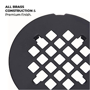 Shower Drain Cover, Brass Construction, 4-1/4 inches Outside Diameter (Matte Black)