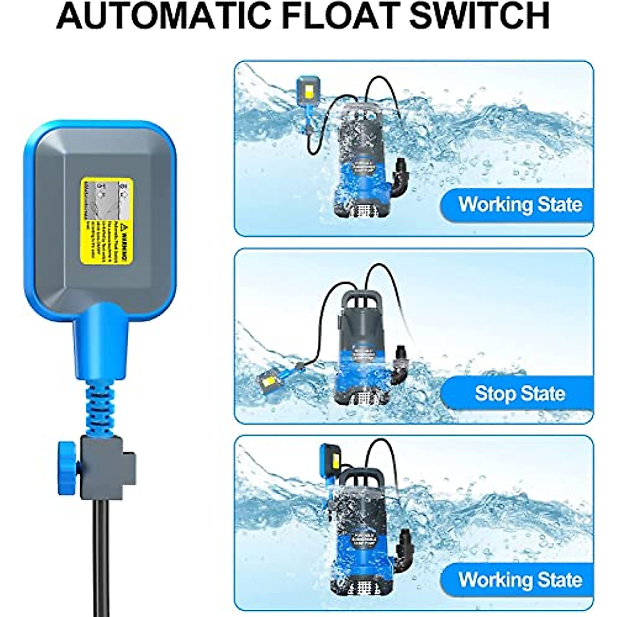 PANRANO Sump Pump Submersible 3500 GPH 750W Portable Transfer Electric Utility Water Sump Pumps with Automatic Float Switch for Swimming Pool Draining Spa Hot Tub Pond Garden Flood Basement Yard