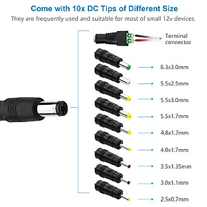 SHNITPWR 12V 2A 24W Power Supply Adapter 100V~240V AC to DC Converter 12V 2A 1.8A 1.5A 1.2A Universal Transformer W/ 10 Tips 5.5x2.1 5.5x2.5 5.5x3.0 6.3x3.0 4.8x1.7 4.0x1.7 3.5x1.35