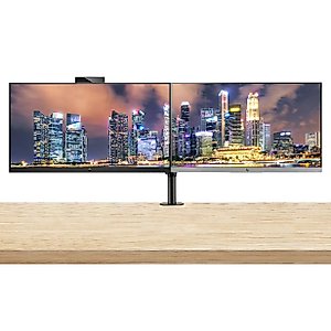 HP E24d G4 24 Inch FHD 1980 x 1080 IPS Docking Monitor with Webcam, HDMI, DisplayPort, USB 3.0, USB-C Bundle with HP E243 Monitor and Desk Mount Clamp Fully Adjustable Dual Monitor Stand