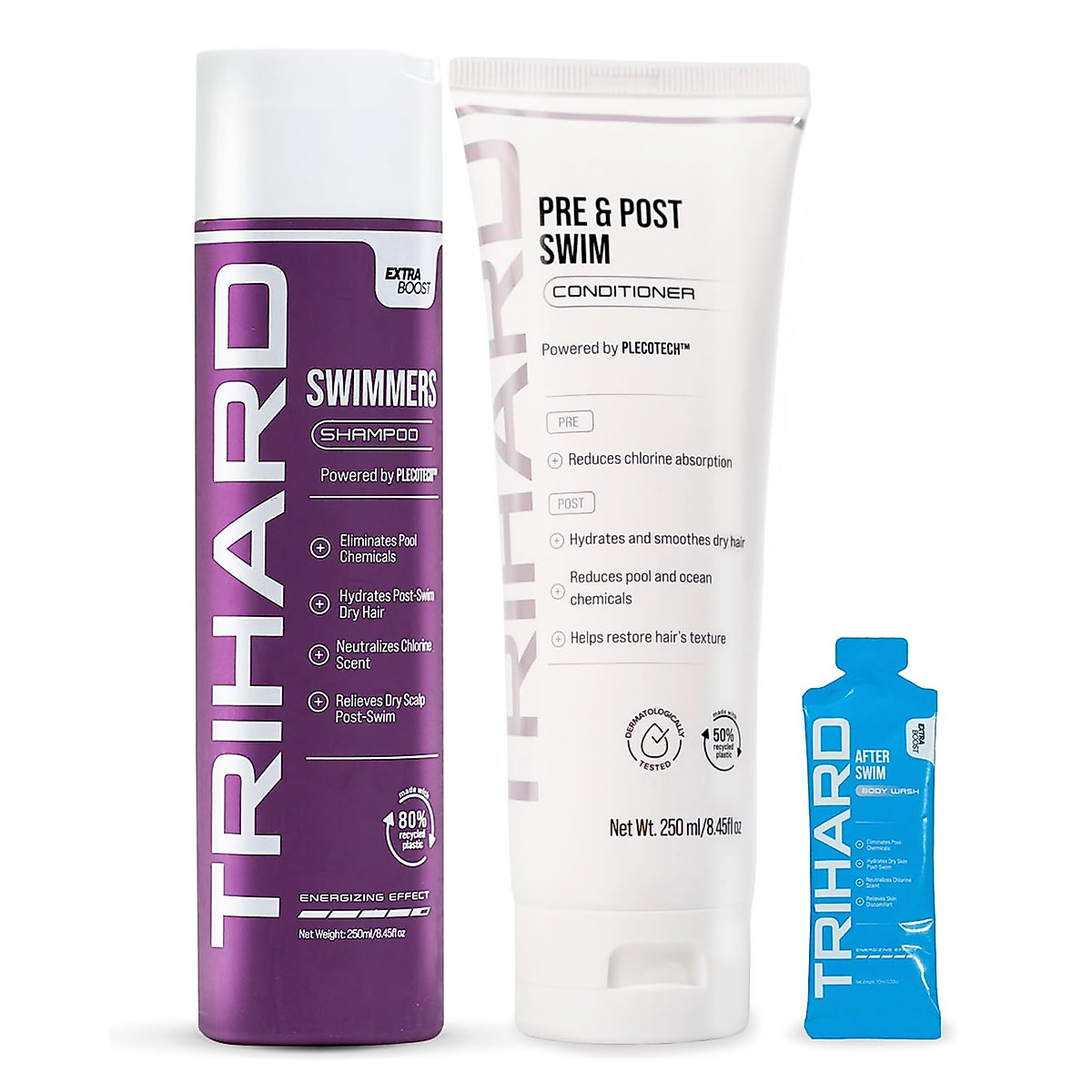 TRIHARD Swimmers Shampoo Extra Boost + Pre & Post Swim Conditioner | Chlorine And Hair Solutions | Swimming Two-In-One Duo