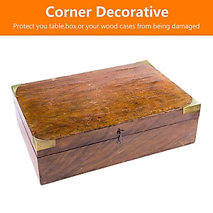 4Pcs Antique Zinc Alloy Box Corner Protector Decorative Furniture Corner Edge Safety Bumpers Cabinets Fireplace Furniture Bumpers (Bronze)