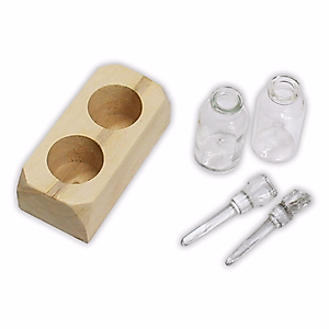 ToolUSA Premium 2 Glass Acid Bottles Set | Acid-Resistant | 10 ml Capacity | Secure Wooden Holding Tray | Professional Gold Testing Equipment