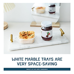 GENMOUS Marble Guest Towel Holder Tray for Bathroom Counter Storage, Gold Napkin Holder for Kitchen Paper Disposable Hand Towel Holder, White Bathroom Vanity Tray For Dresser Jewelry Perfume Organizer