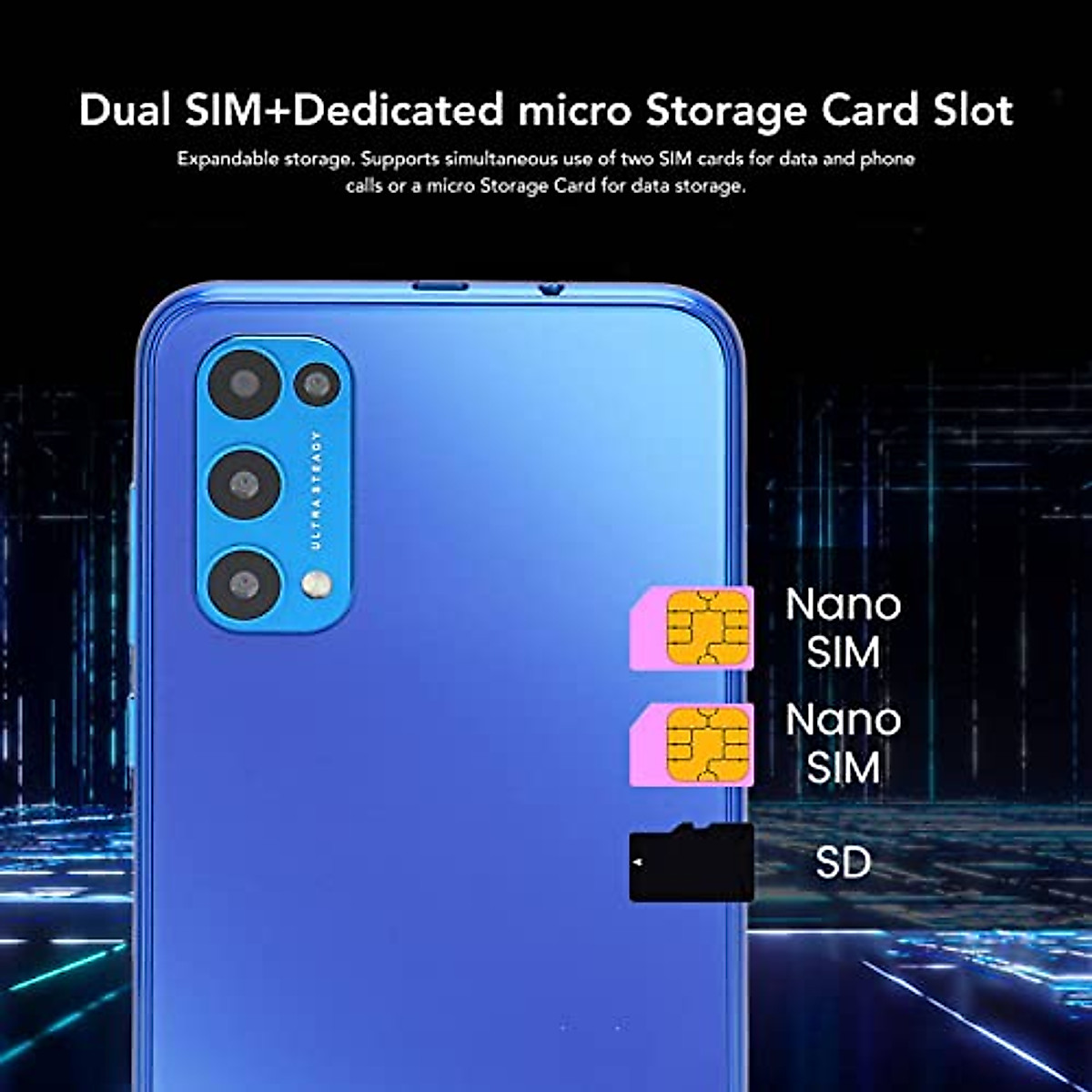 5.45Inch Unlocked Smartphone, 2GB RAM 16GB ROM Full HD Screen, Support WiFi/Bluetooth//GPS/Face Recognition, 3G Cell Phone for Android 10(Blue)