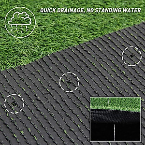 0.7 inch Green Artificial Grass 4FTX6FT, Fake Faux Grass Turf Mat, Indoor Outdoor Garden Dogs Pet Synthetic Grass Carpet Doormat, Rubber Backed with Drainage Holes