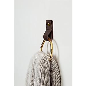 KEYAIIRA - Small Leather Wall Hook, wall hanging strap towel hook for wall leather loop strap for scarf storage boat paddle holder minimal towel bar rack storage