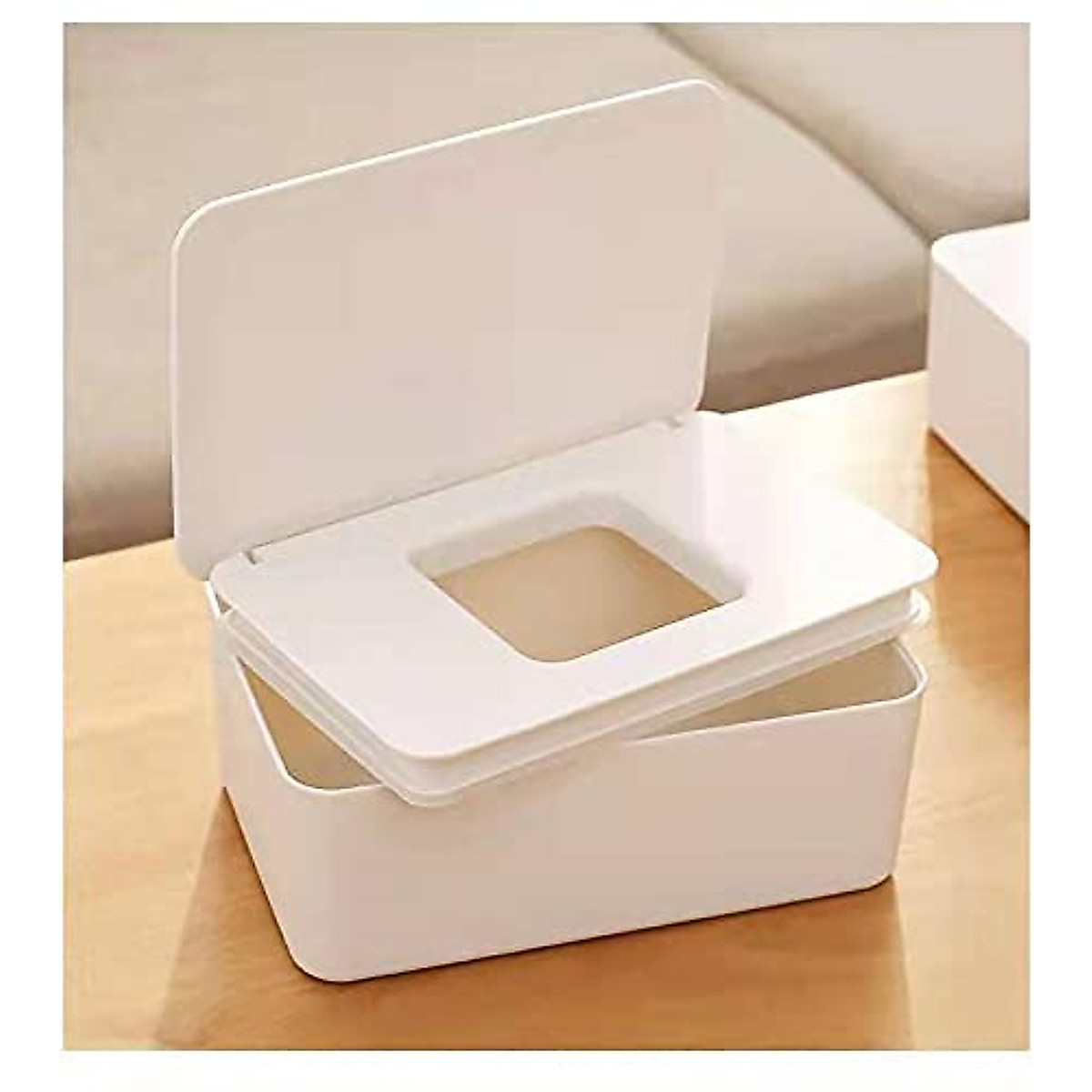 Baby Wipe Dispenser Holder, Baby Wipes Case, Baby Wipe Holder Keeps Diaper Wipes Fresh, Easy Open & Close Wipe Container (White)