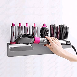 AOKEMAi Dyson Airwrap Styler Holder, Metal Organizor Rack for Airwrap Styler and Attachments, Storage Stand for Dyson Airwrap Styler Accessories, Silver (Only Holder)