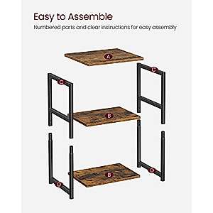 VASAGLE Side Table, Small End Table, Tall Nightstand for Living Room, Bedroom, Office, Bathroom, Rustic Brown and Black ULET273B01