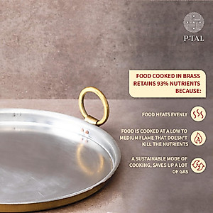 P-TAL Brass Dosa Tawa 28cm Naturally Non Stick Tawa for Dosa with Handles 100% Healthy Dosa Pan with No Teflon/Chemical Coating Handcrafted Ptal Brass Utensils for Kitchen