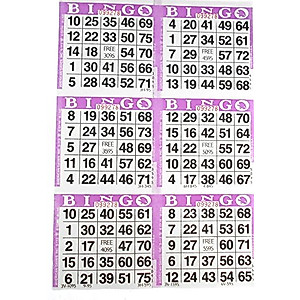 6 on Purple Bingo Paper Cards - 500 sheets - 3000 cards