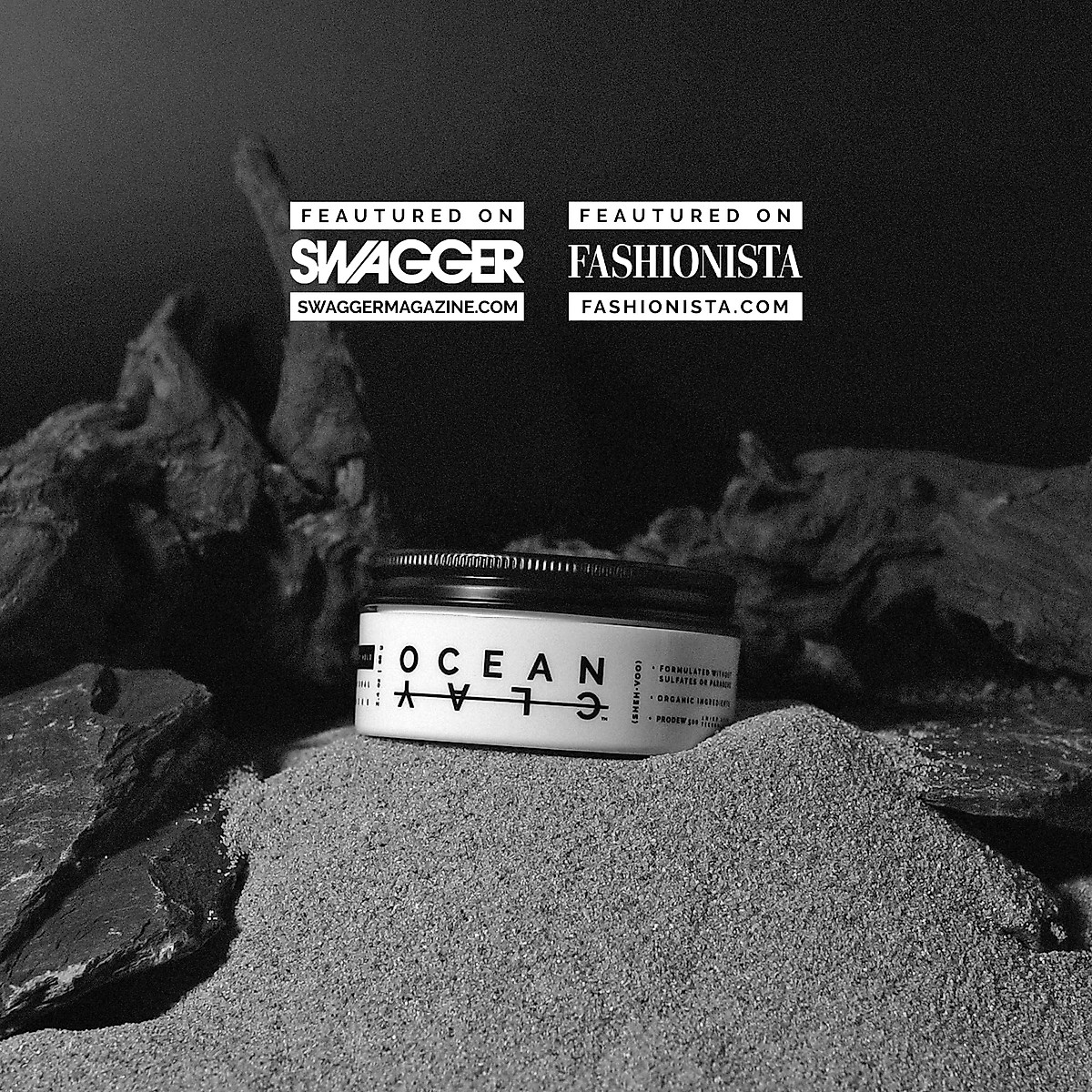 (SHEH•VOO) Ocean Clay - Premium Men’s Hair Styling Clay - Firm Hold + Natural Shine - Sulfate & Paraben Free (2.4 oz)