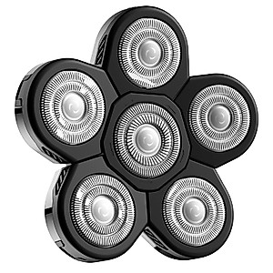 Replacement Head Shavers for Bald Men, 5 and 6 Heads Beard Hair Replacement Blade, Easy to Clean Electric Shaver Fit Your Face and Head Shave for Bald