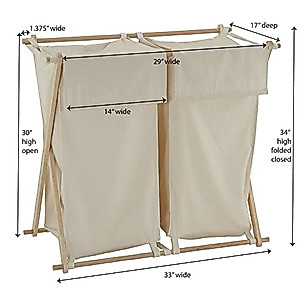 Household Essentials 6786-1 Collapsible Double X-Frame Laundry Hamper Sorter with Fold Over Lid , White